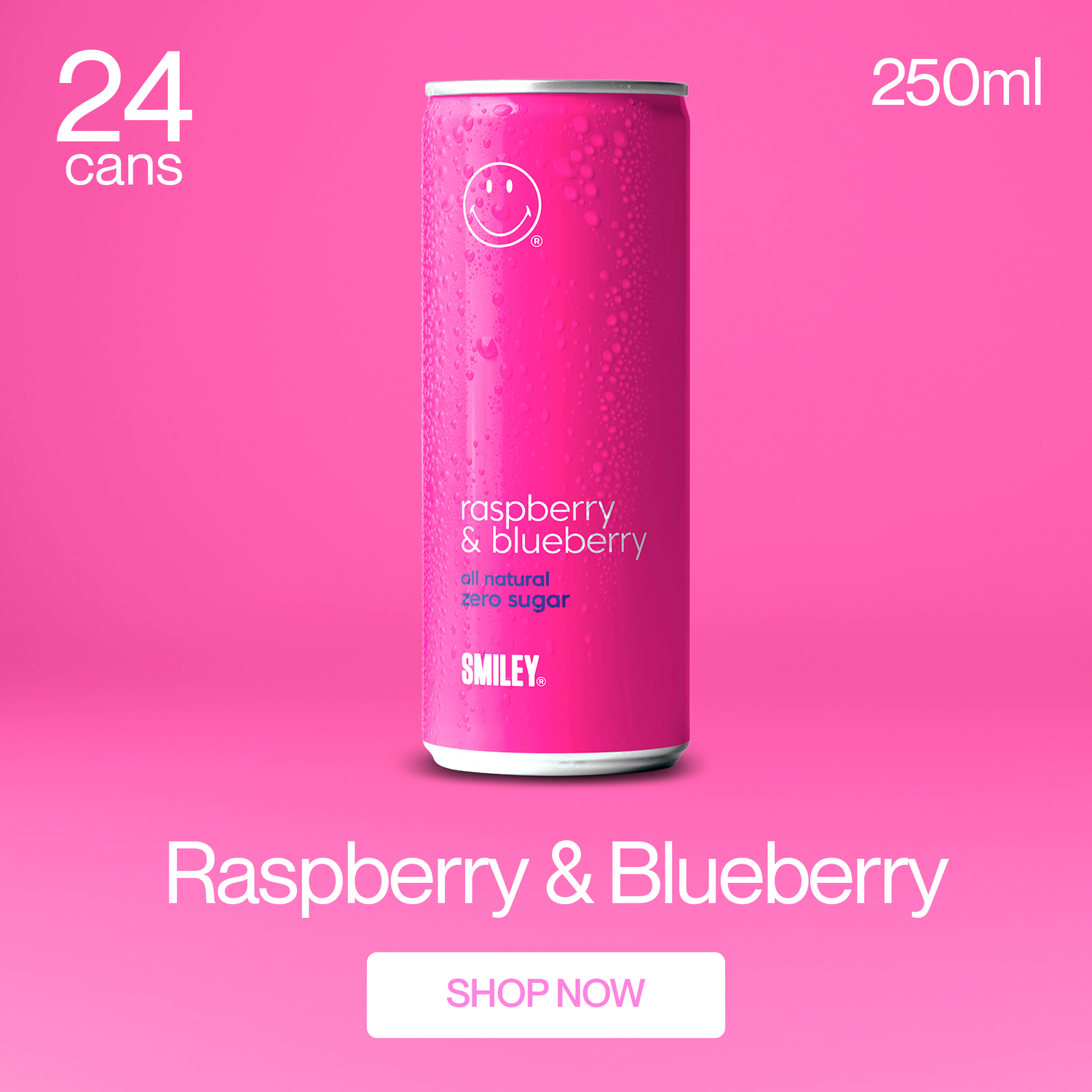 Happy Soda Raspberry & Blueberry 24-Pack, 250ml – Smiley