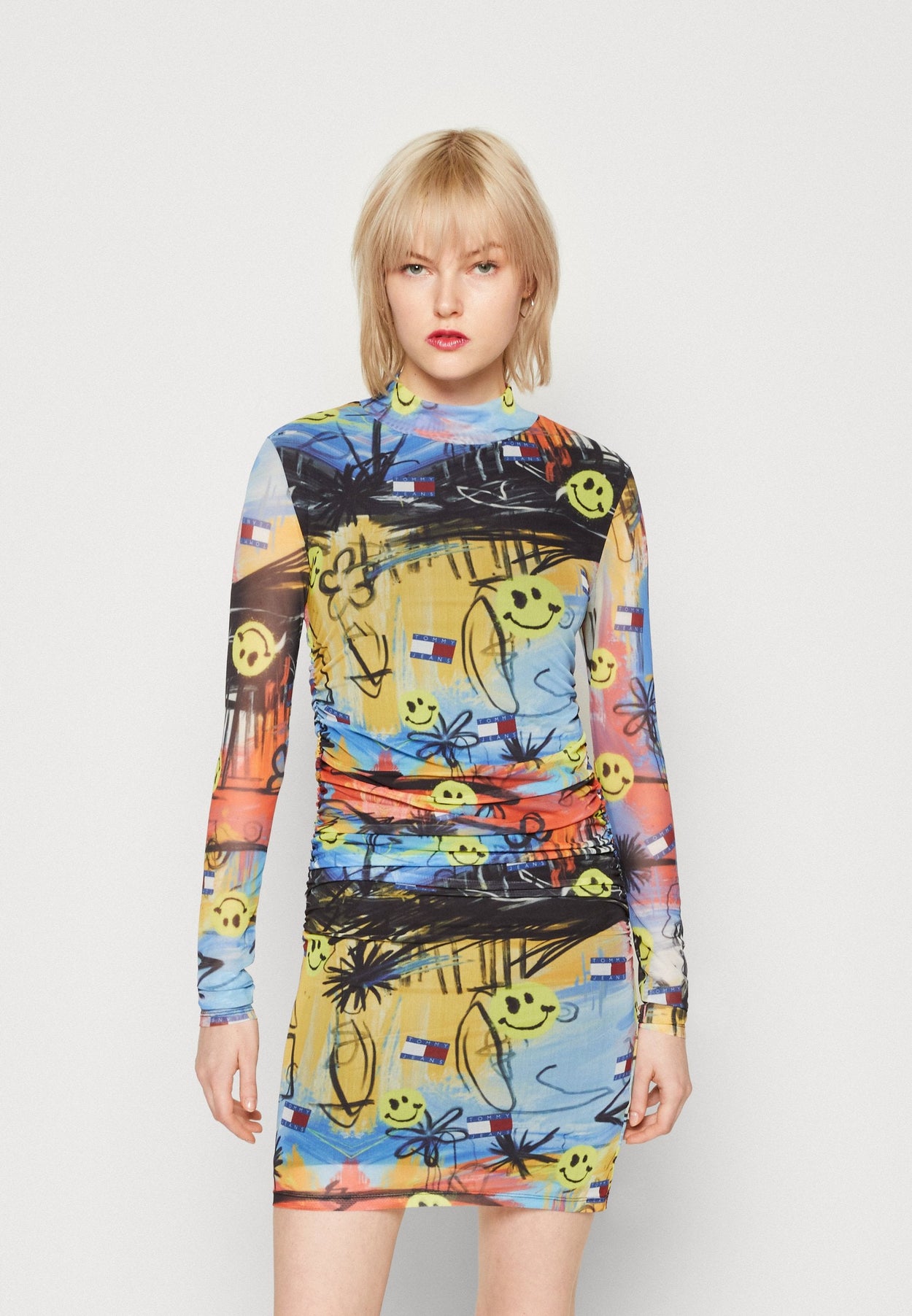Tommy x Smiley® Printed Dress in Slim Fit Mesh
